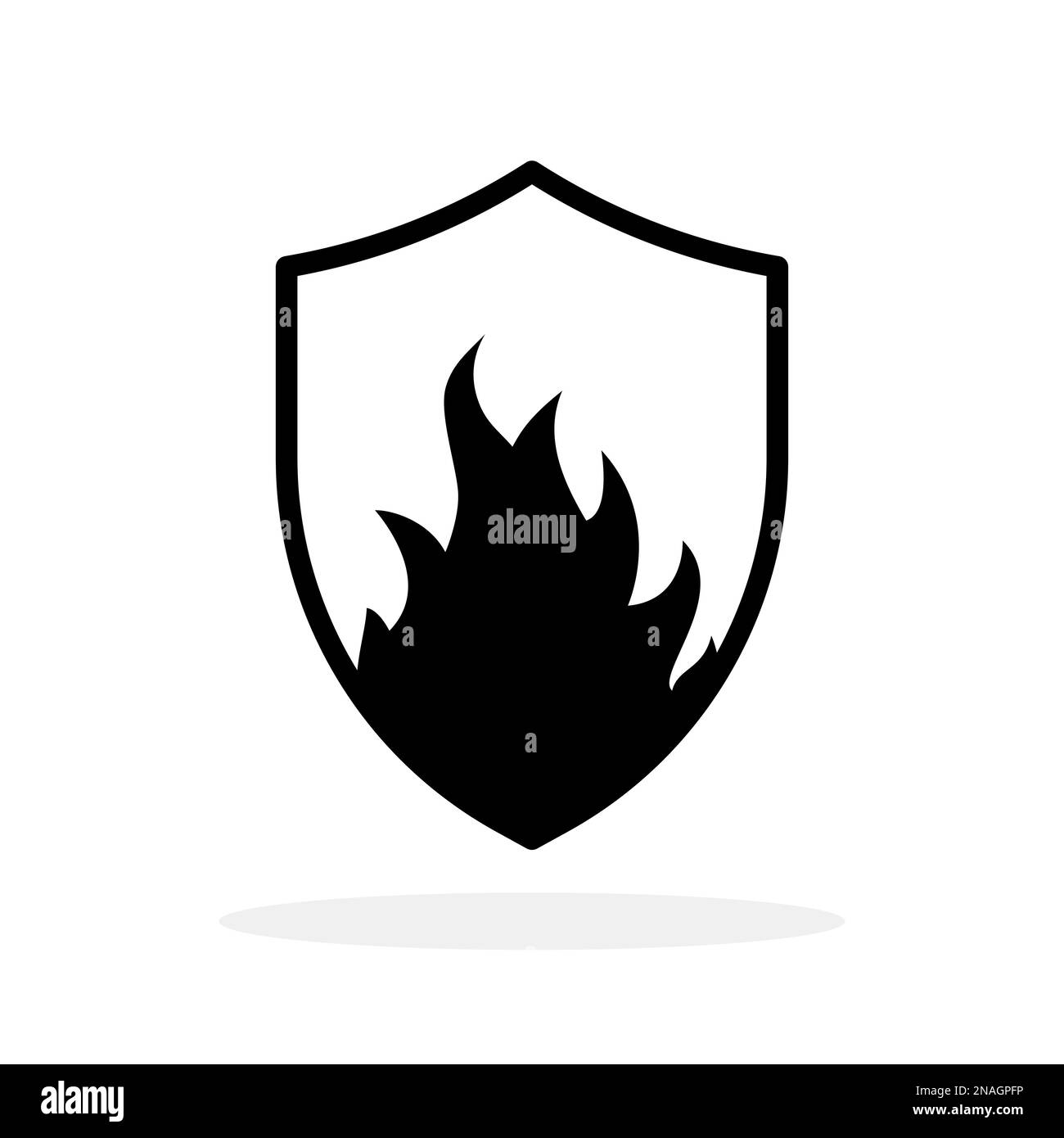 Shield with fire. Flame shield icon. Abstract logo design. Vector ...