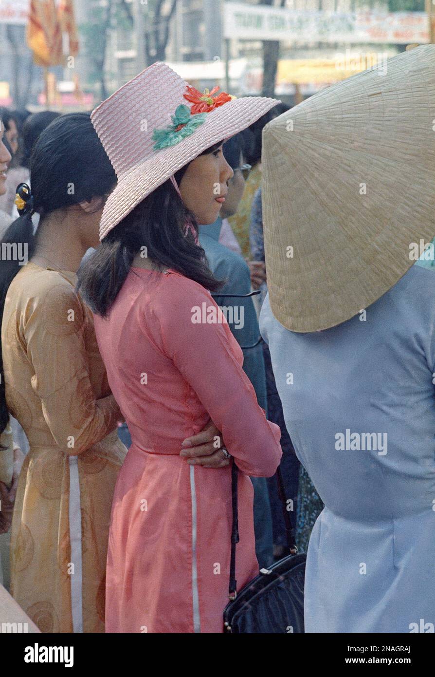 Vietnamese women on the streets of Saigon, April 1968. (AP Photo/Eddie ...