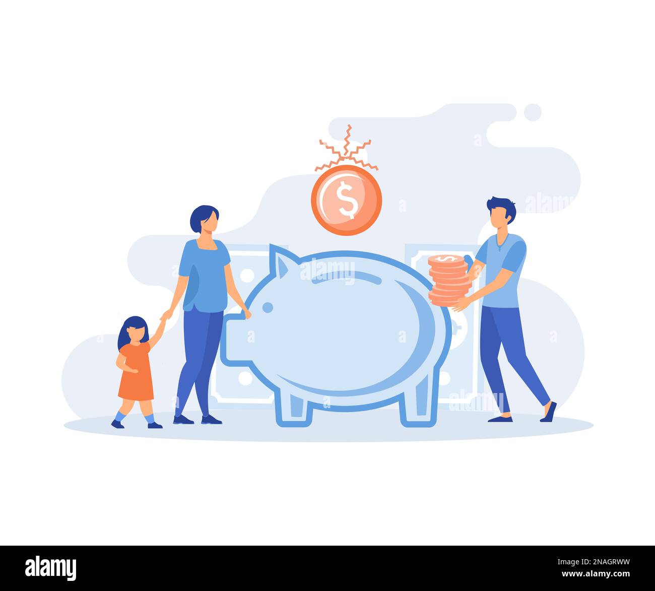 Children money in piggy bank Stock Vector Images - Alamy