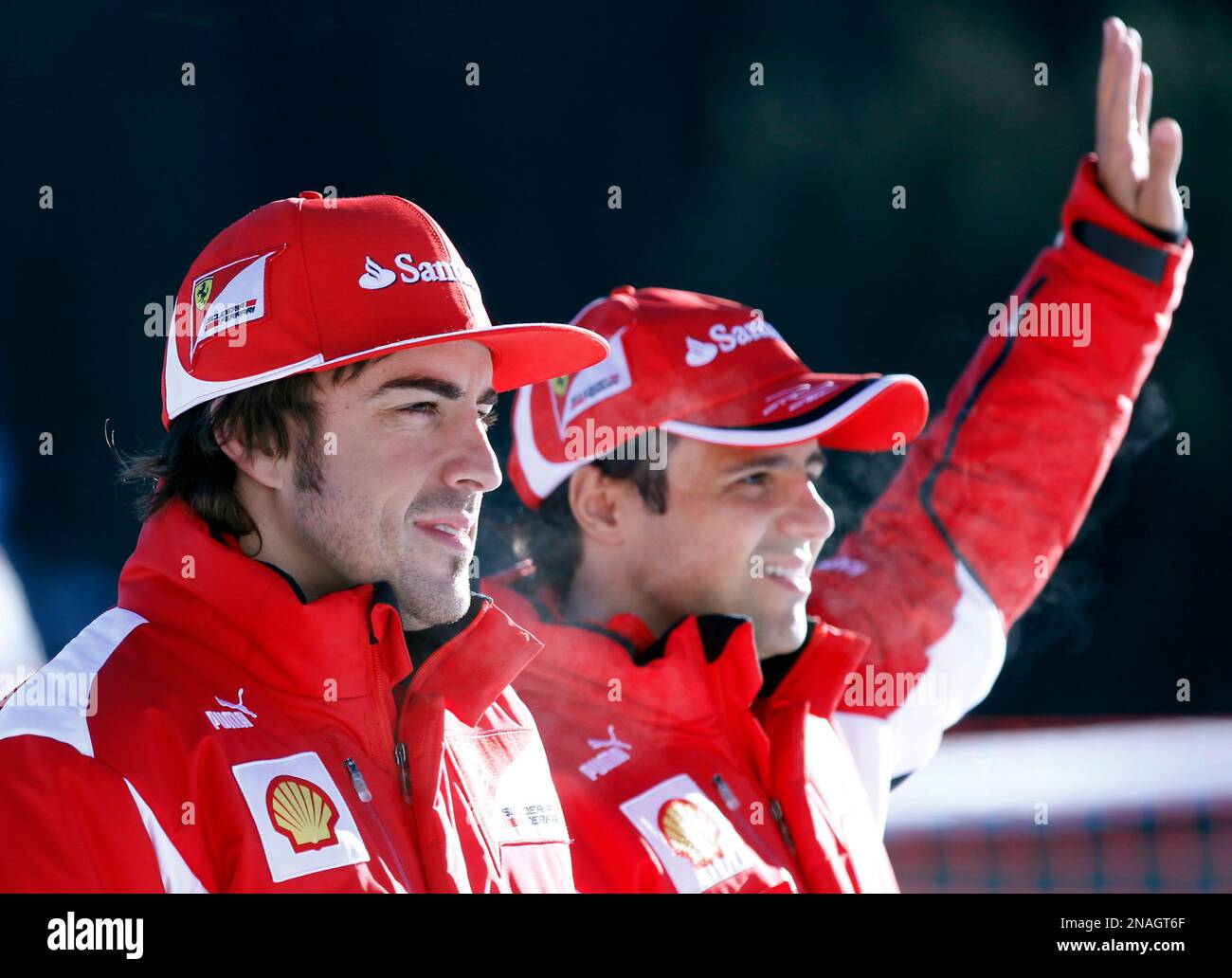 Ferrari Spanish F1 driver Fernando Alonso, left, and his teammate ...