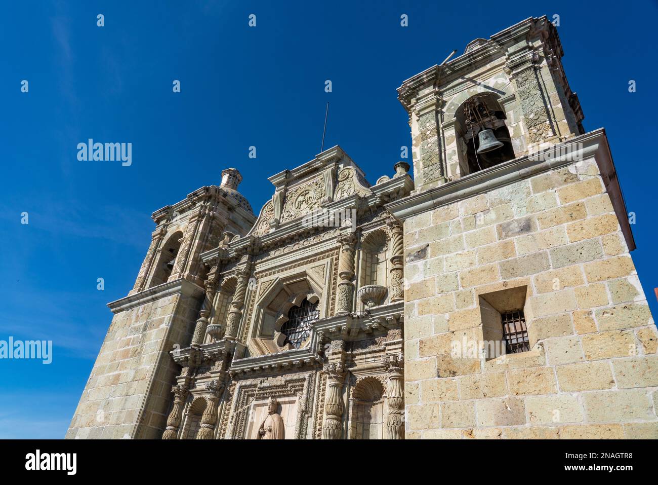 The Baroque facade of the Church or Temple of San Felipe Neri, started ...