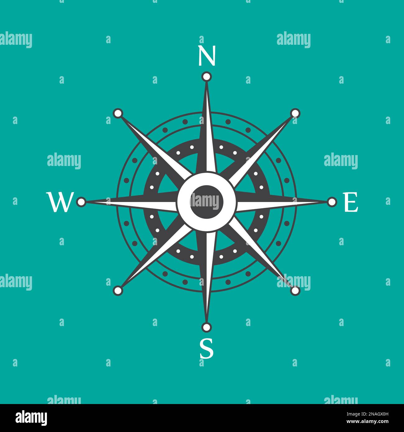 Simple wind rose isolated on white background. Modern thin line compass ...