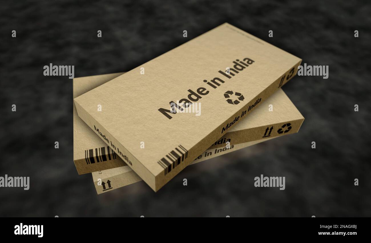 Made in India box production line. Manufacturing and delivery. Product ...
