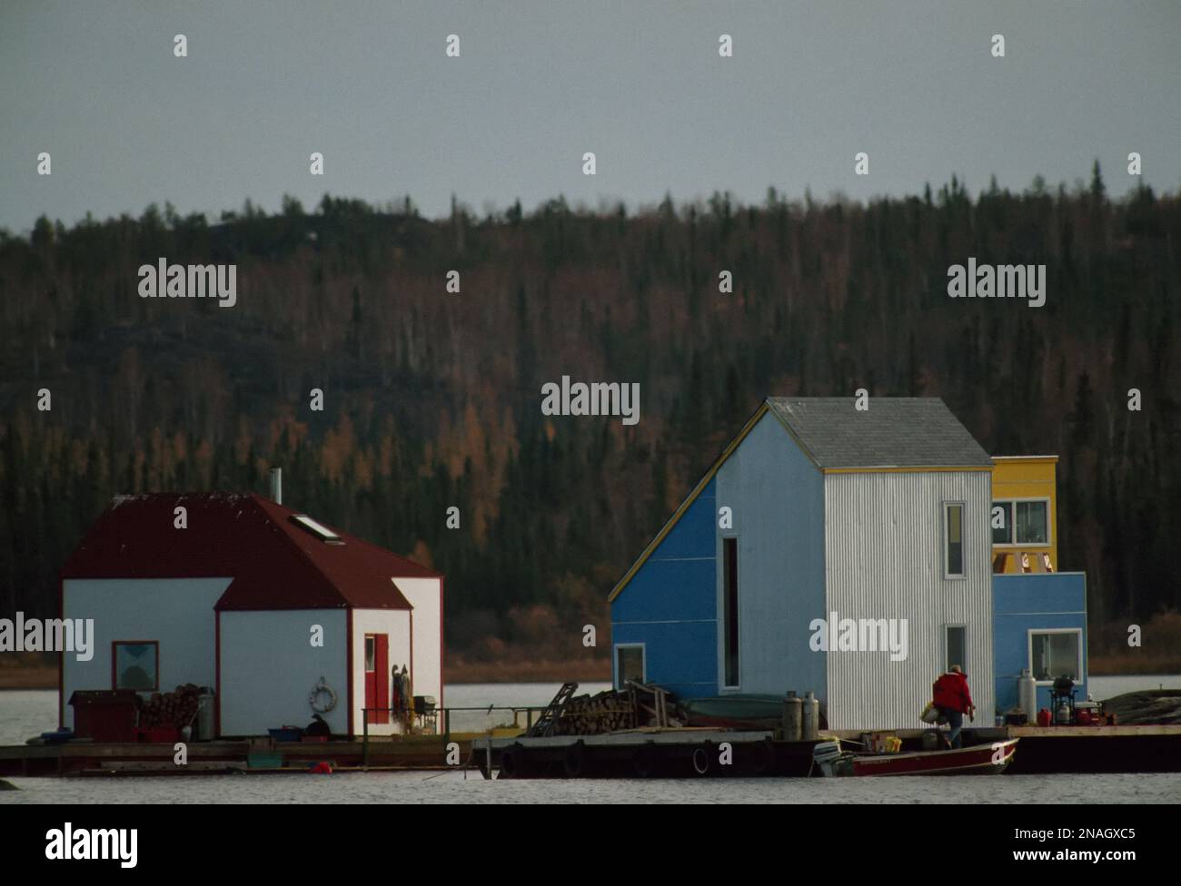 Houseboats on Great Slave Lake; Yellowknife, Northwest Territories ...