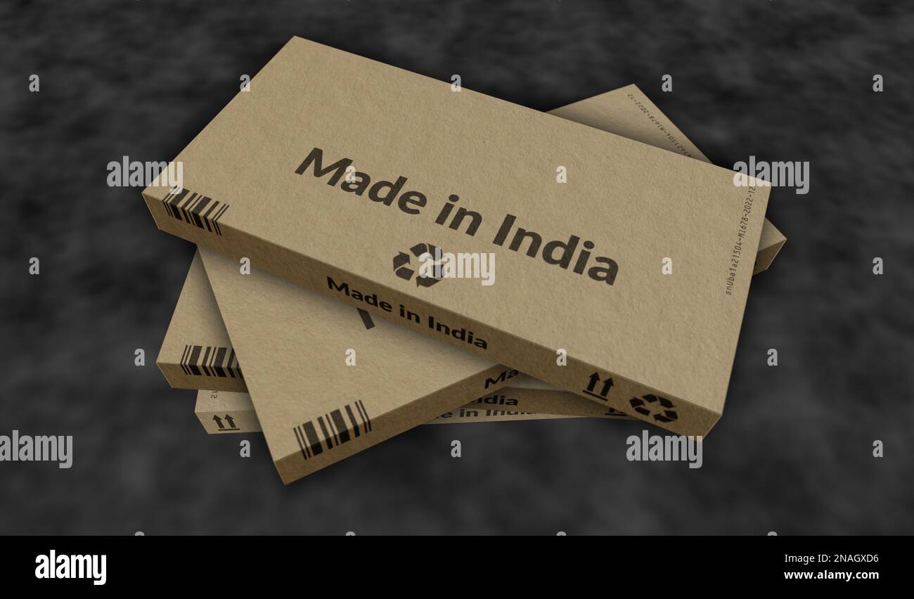 Made in India box production line. Manufacturing and delivery. Product ...
