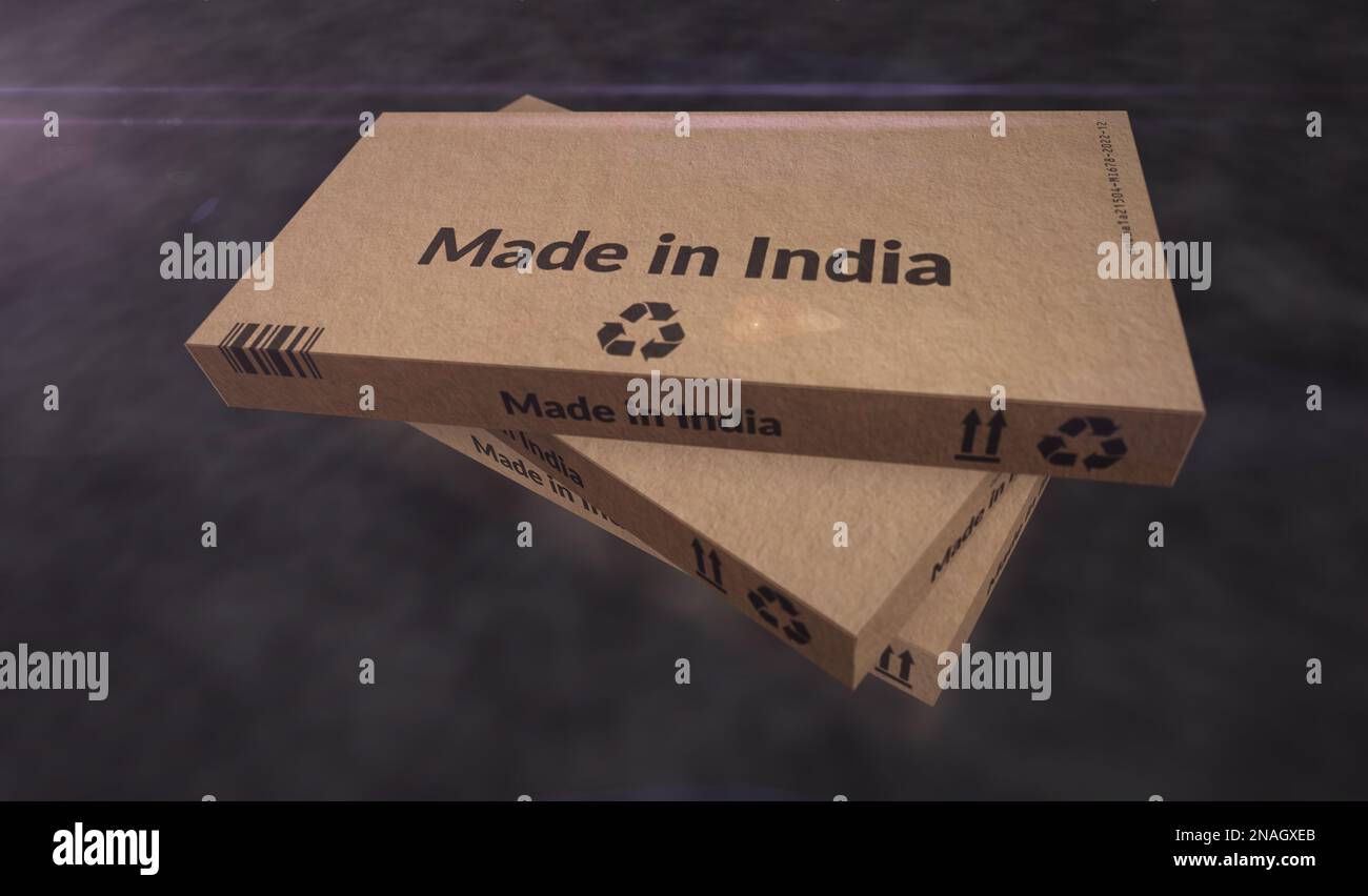 Made in India box production line. Manufacturing and delivery. Product ...