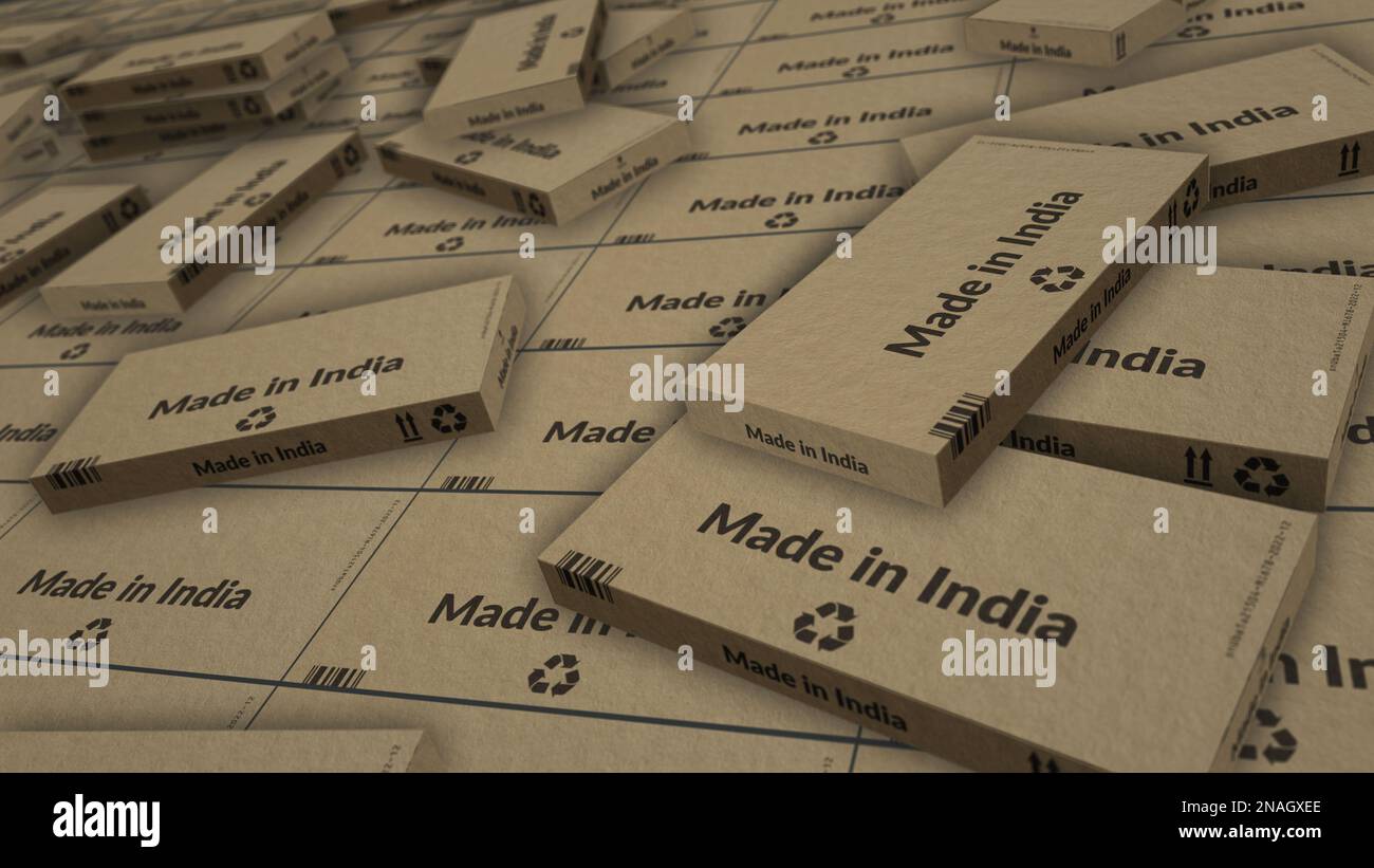 Made in India box production line. Manufacturing and delivery. Product ...