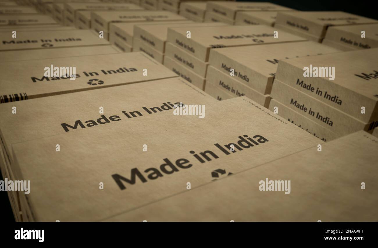 Made in India box production line. Manufacturing and delivery. Product ...