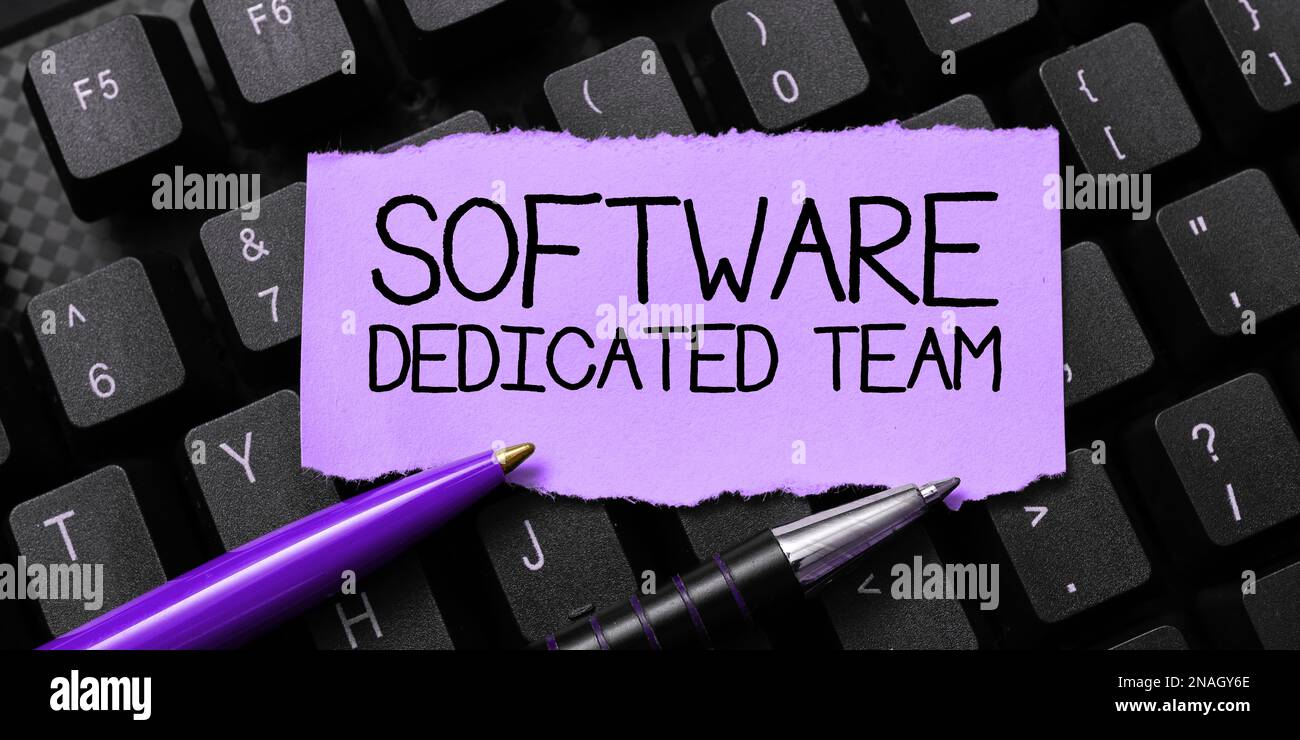 Conceptual display Software Dedicated Team. Business approach people ...