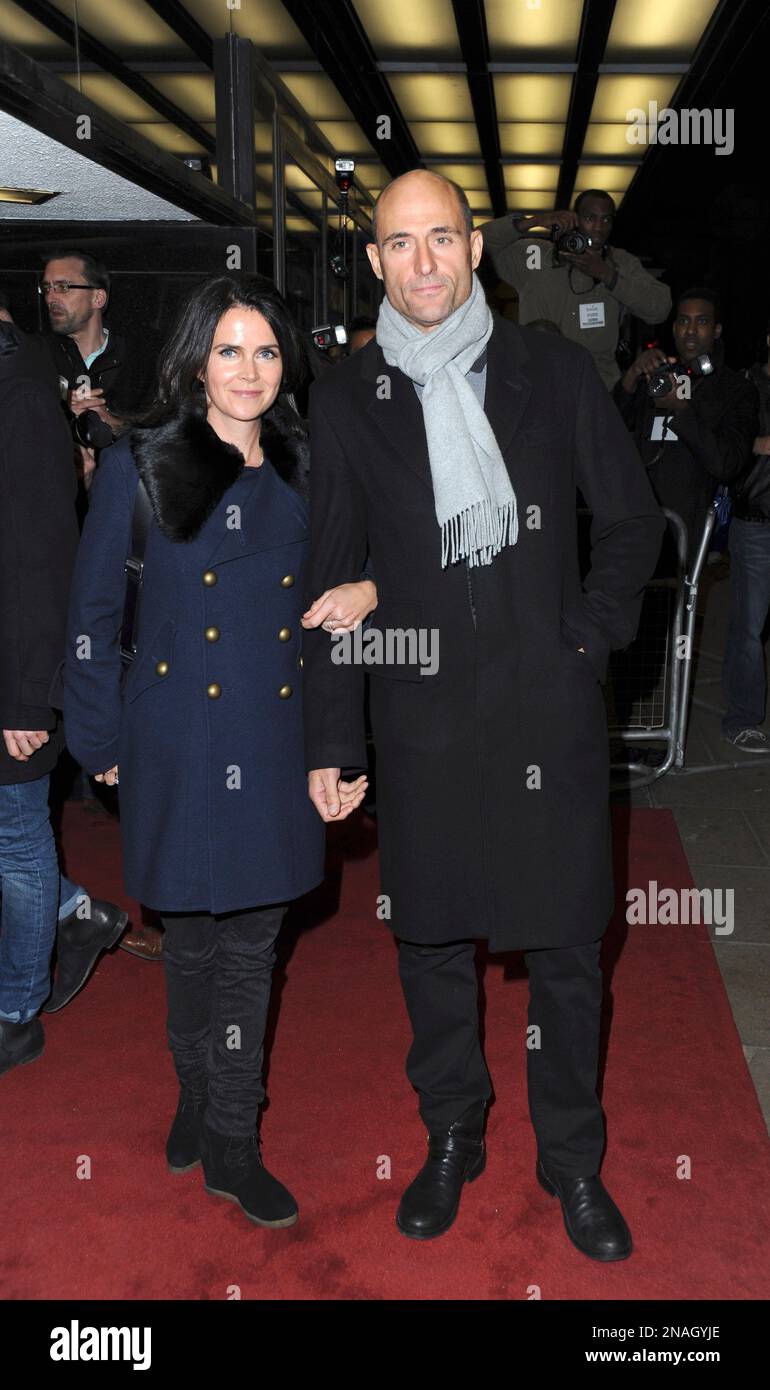 British actor Mark Strong and his wife Liza Marshall arrive for a ...