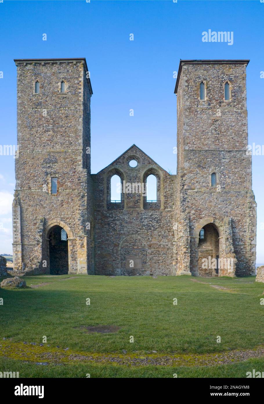 ruins of the Reculver towers and fort on the north kent coast Stock ...