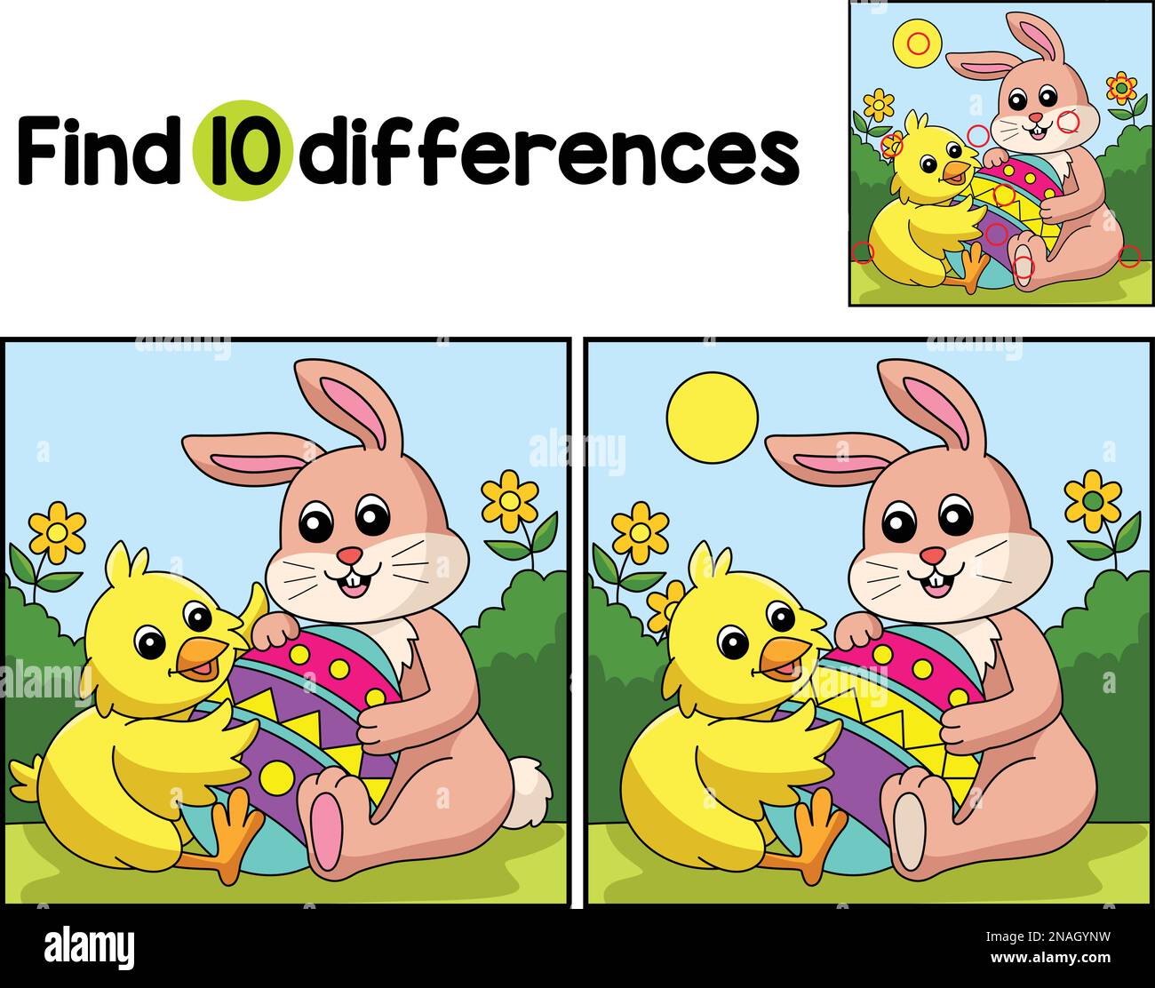 Easter Egg Rabbit And Chick Find The Differences Stock Vector Image & Art - Alamy