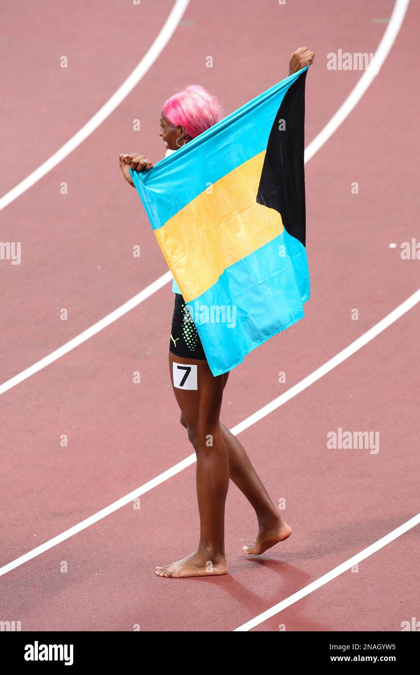 AUG 06, 2021 - Tokyo, Japan: Shaunae Miller-Uibo of Bahamas celebrates ...