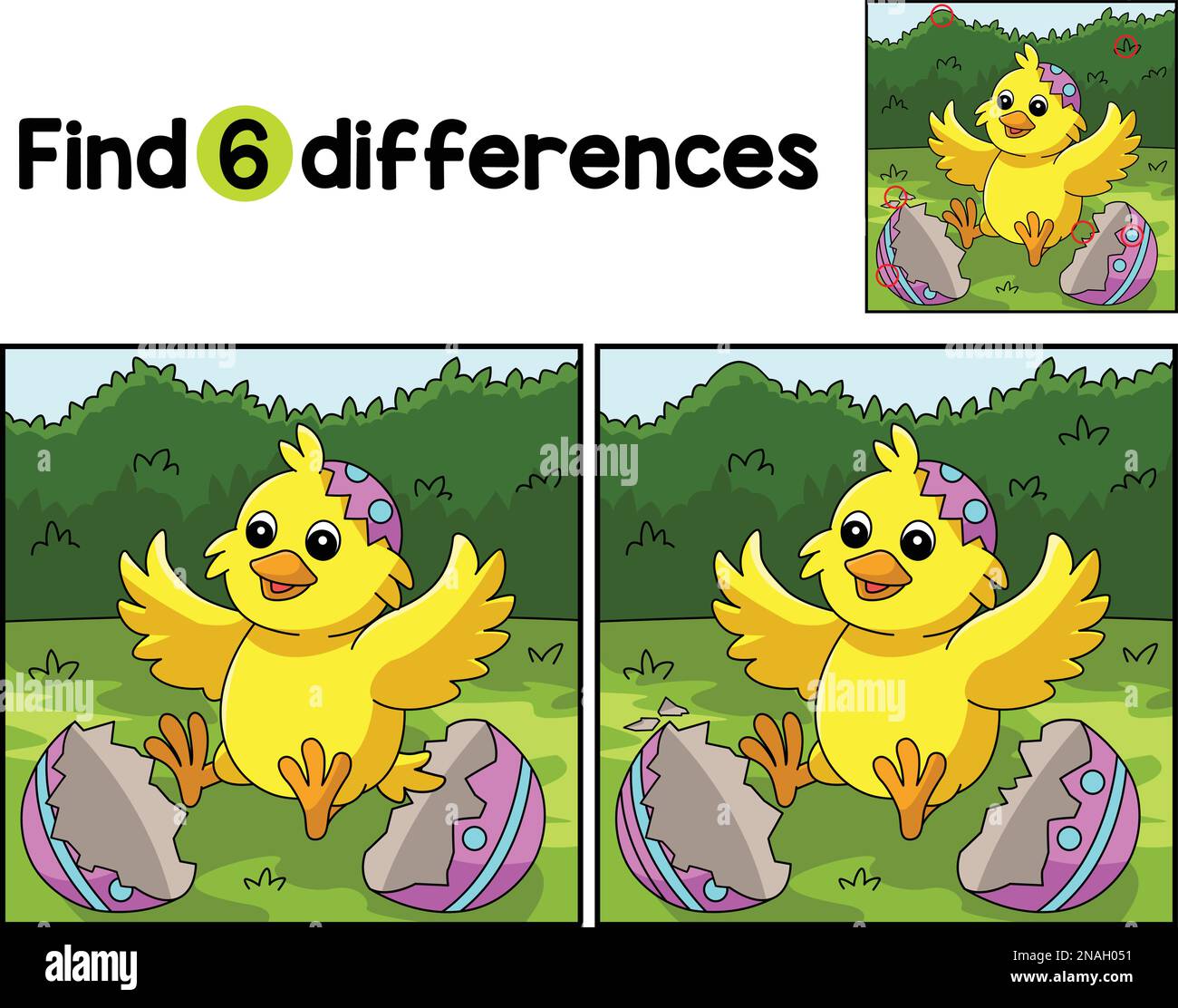 Chick Pop Out In Easter Egg Find The Differences Stock Vector Image ...