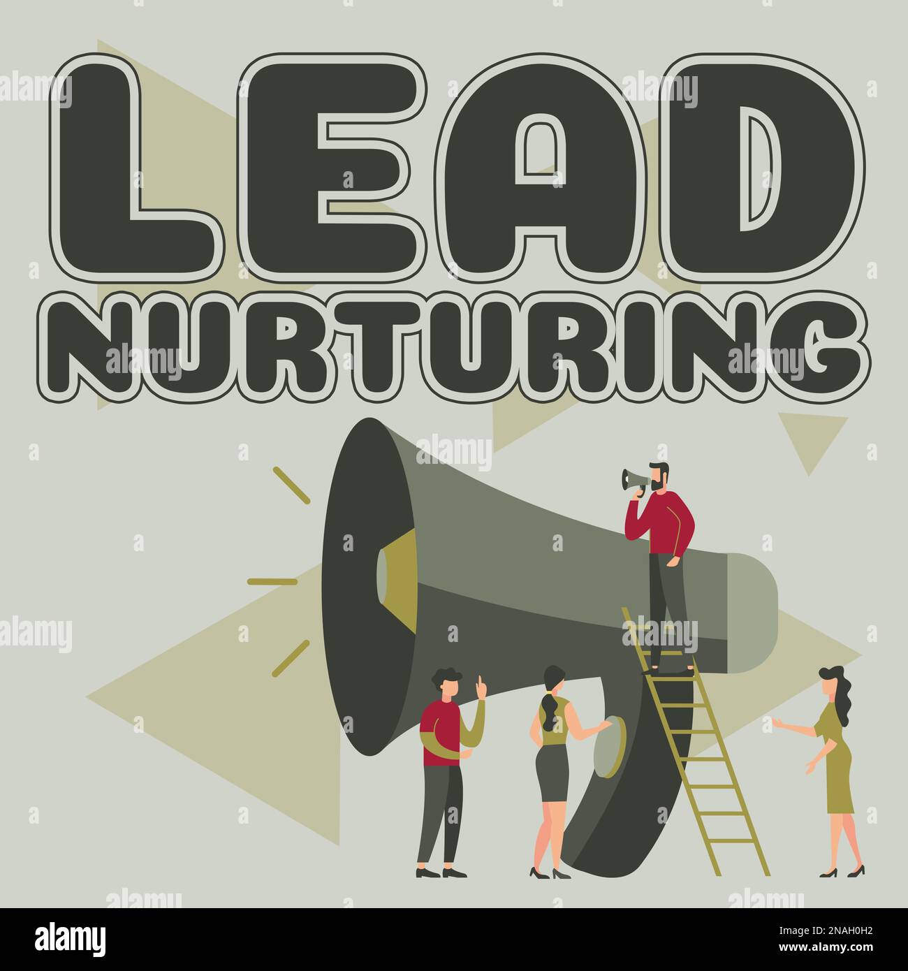 Hand writing sign Lead Nurturing. Word Written on method of building a ...