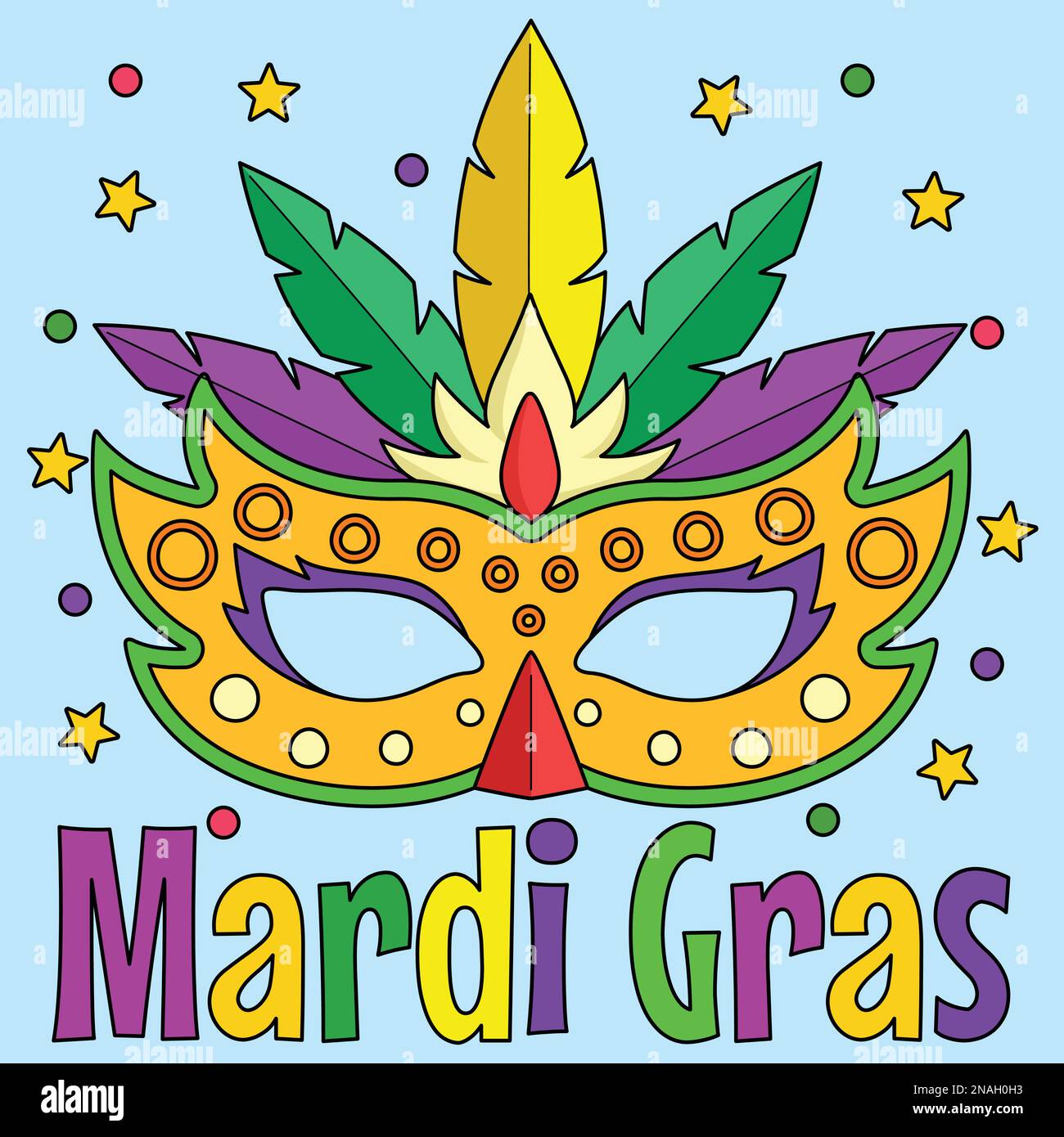 Mardi Gras Jester Mask Colored Cartoon Stock Vector Image & Art - Alamy