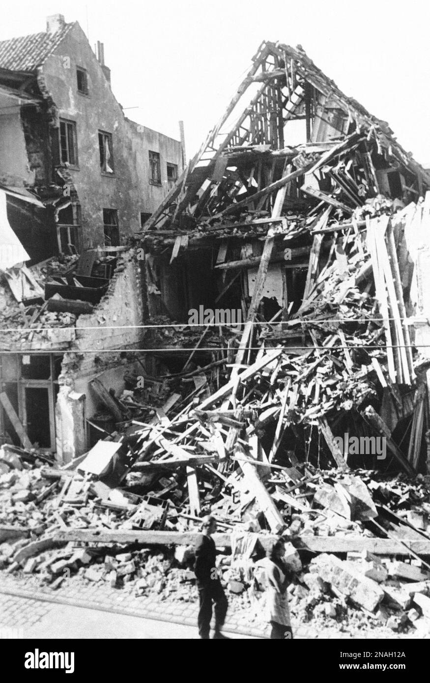 Wrecked buildings in Bremen, Germany on Oct. 2, 1940 following a raid ...