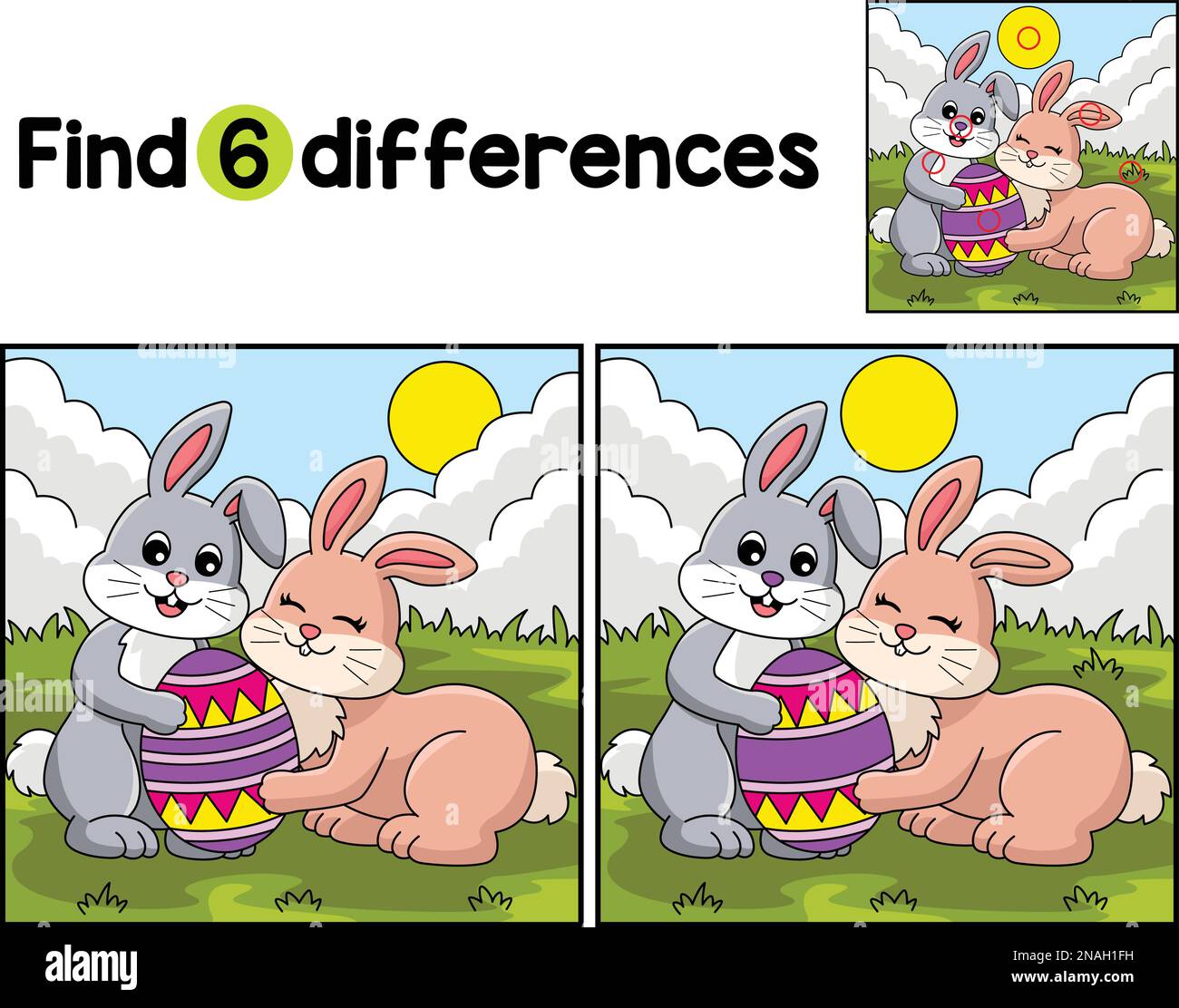 Two Rabbit Holding Easter Egg Find The Differences Stock Vector Image & Art - Alamy