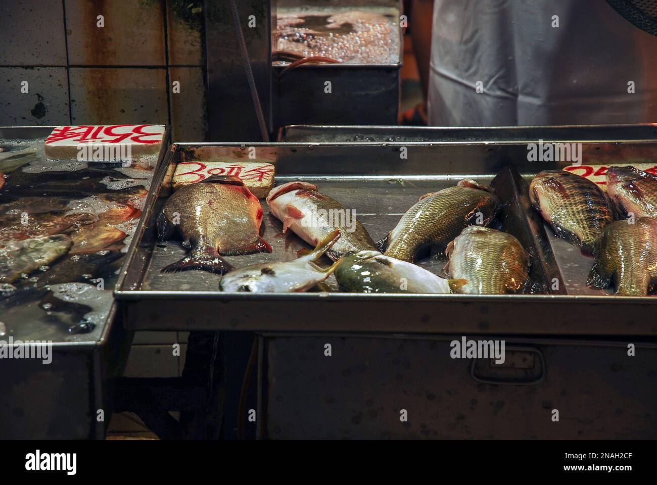 Selling fresh fish at a fish market. Hong Kong, China Stock Photo - Alamy