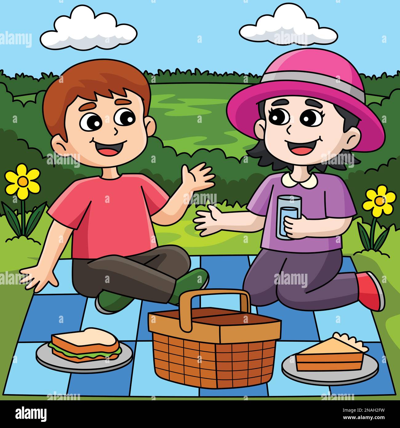 Girl picnic drawing hi-res stock photography and images - Alamy