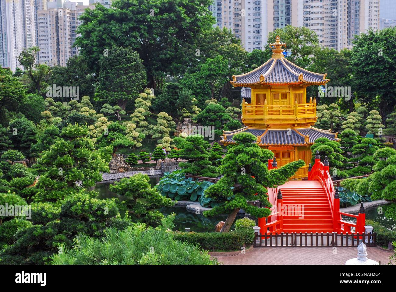 Nan Lian public garden in the city center, view of the Pavilion of ...