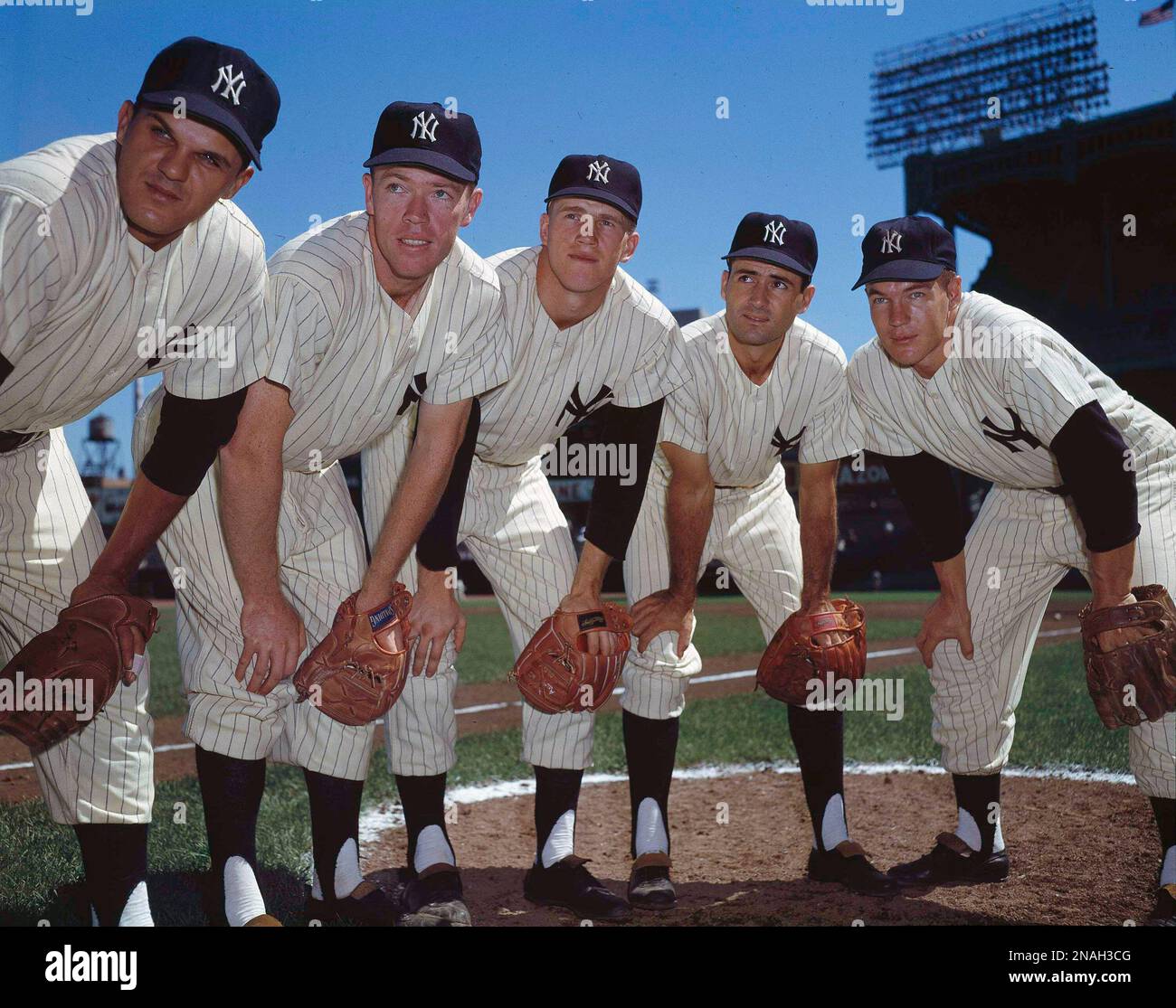 FILE - In this Sept. 5, 1957, photo, New York Yankees, from left to ...