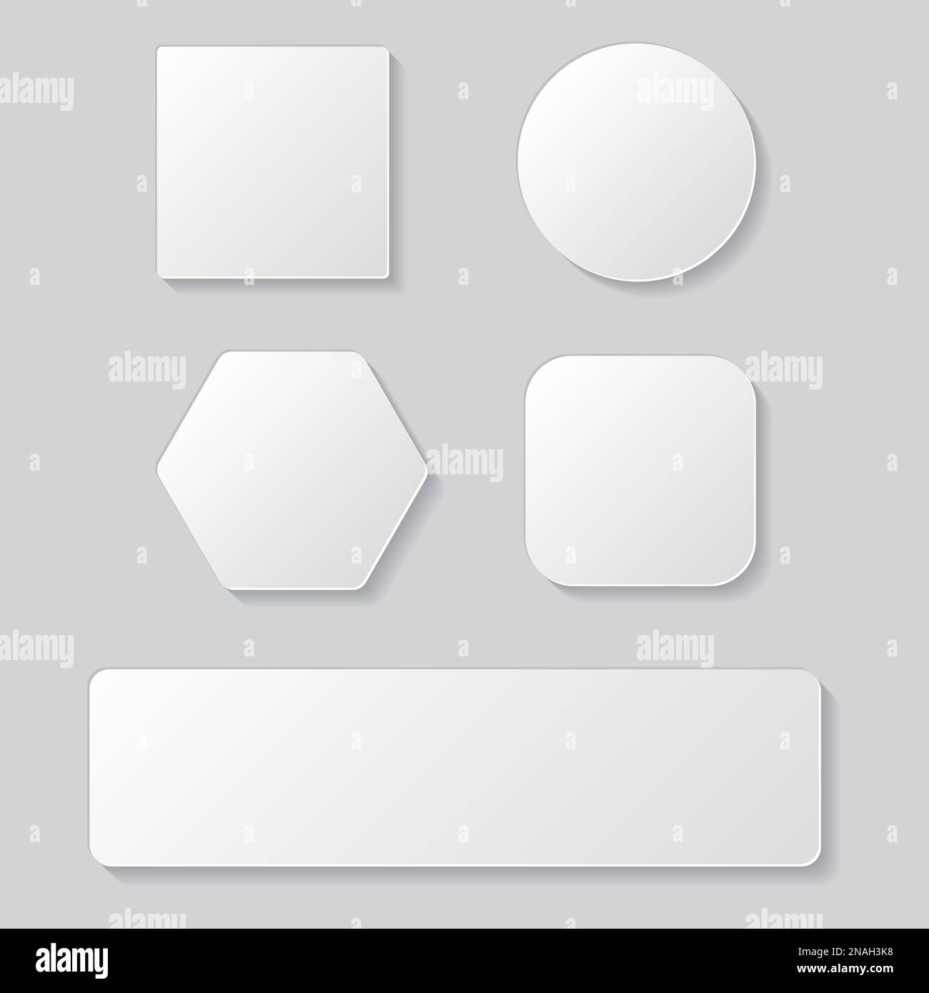 Set of white blank button. Round square rounded buttons Stock Vector ...