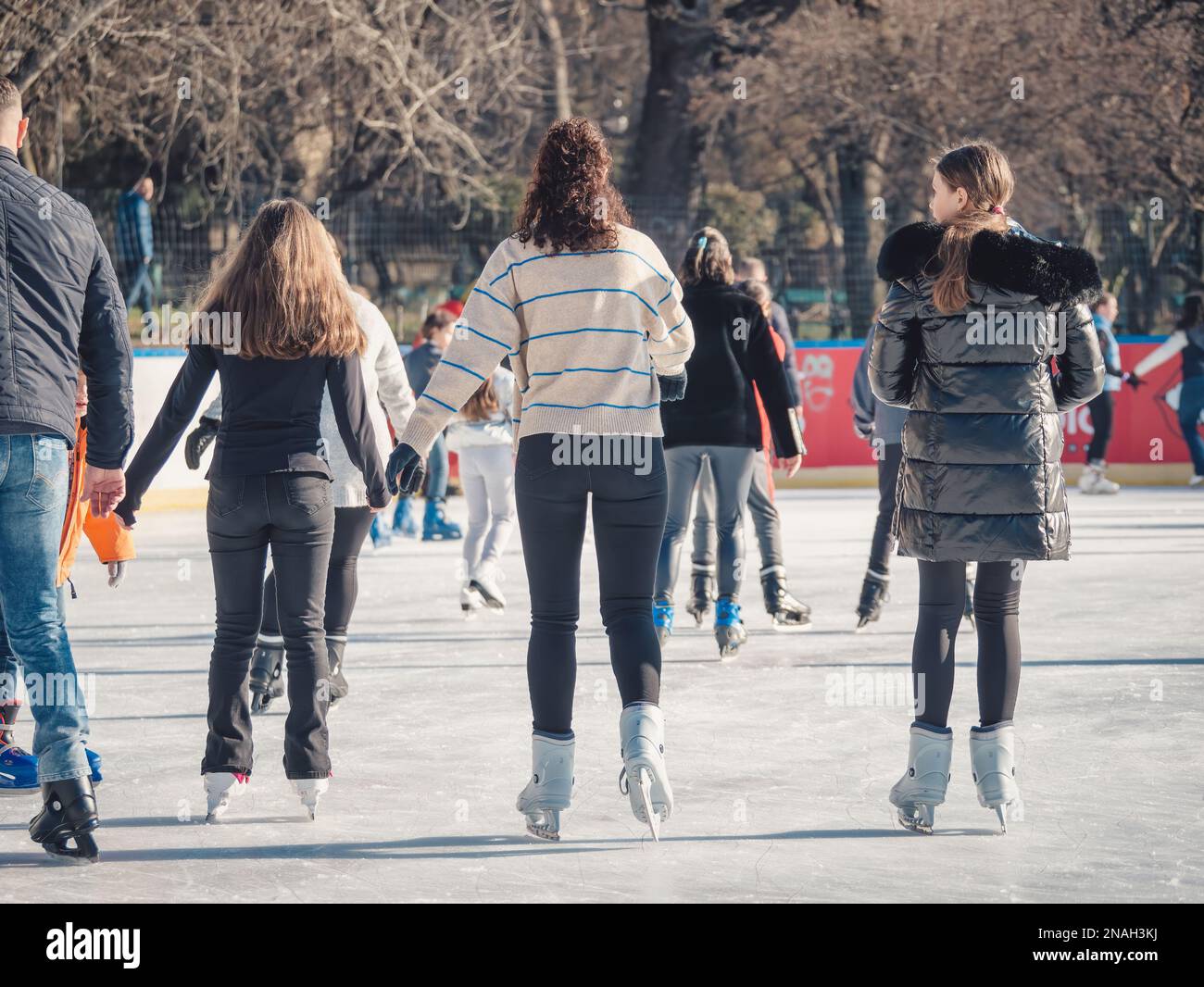 Bucharest, Romania - 12.29.2022: People enjoying ice skating on the ...