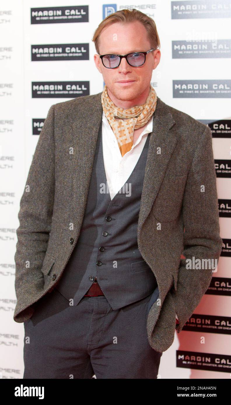 British actor Paul Bettany arrives for the UK Premiere of Margin Call ...