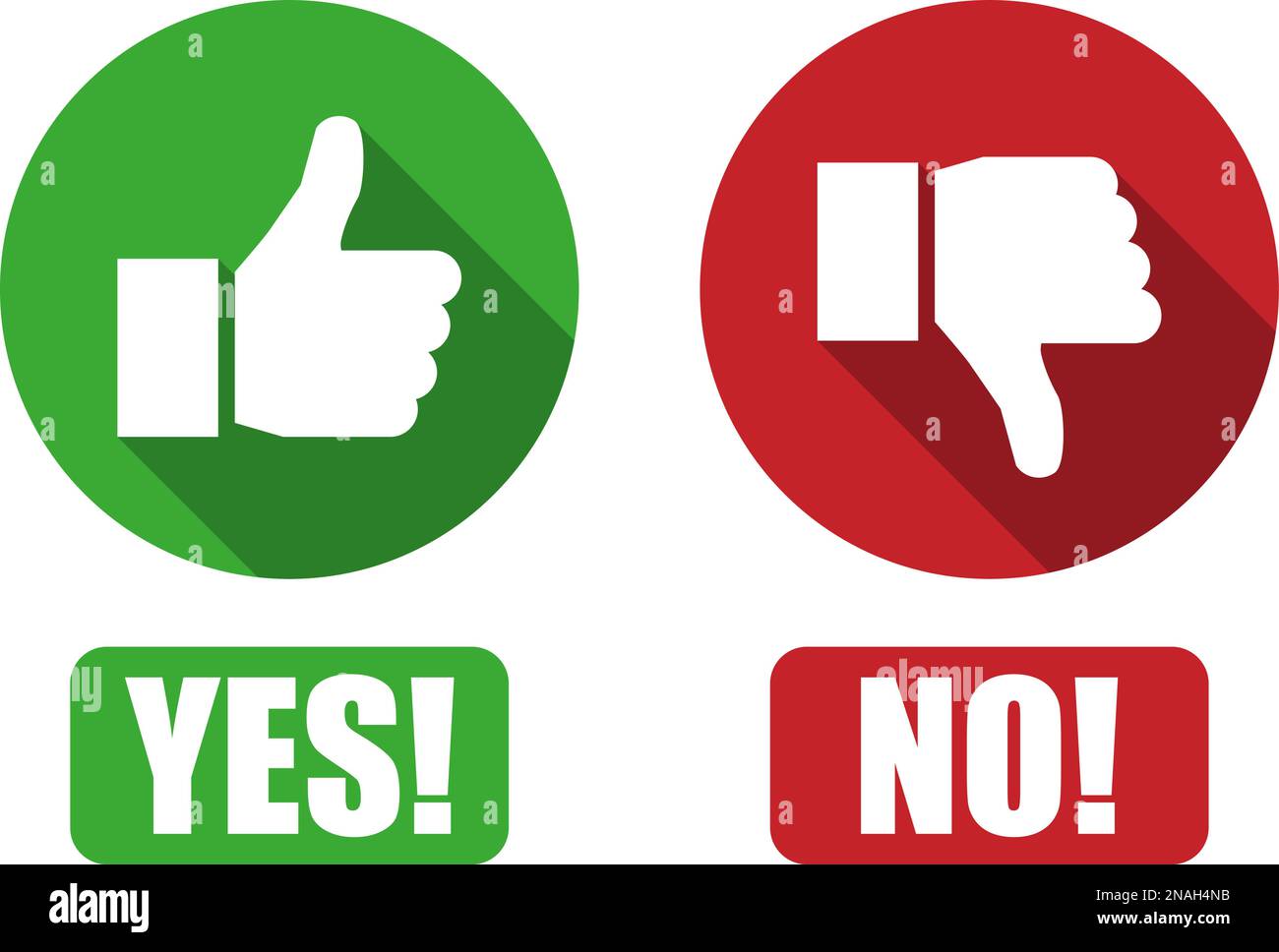 Yes and no button with thumbs up and thumbs down icons Stock Vector ...