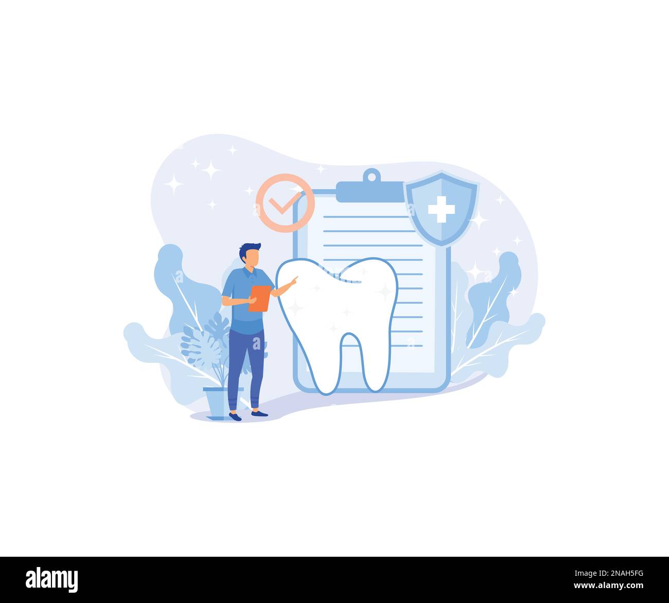 Dental care illustration. Doctor dentist and medical staff taking care ...