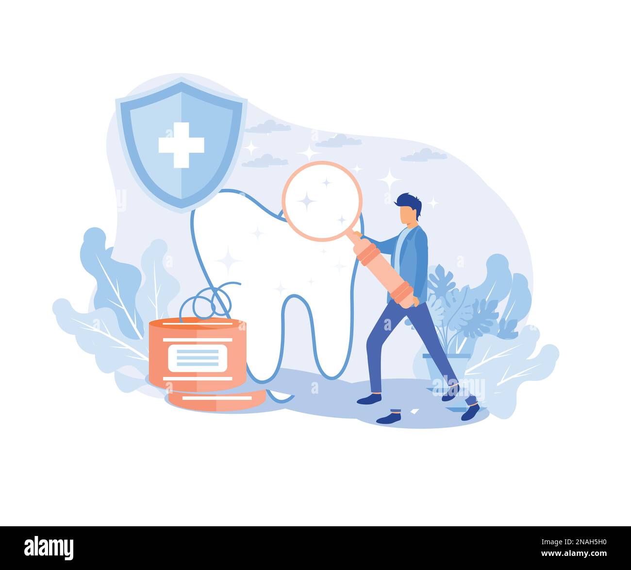 Dental care illustration. Doctor dentist and medical staff taking care ...