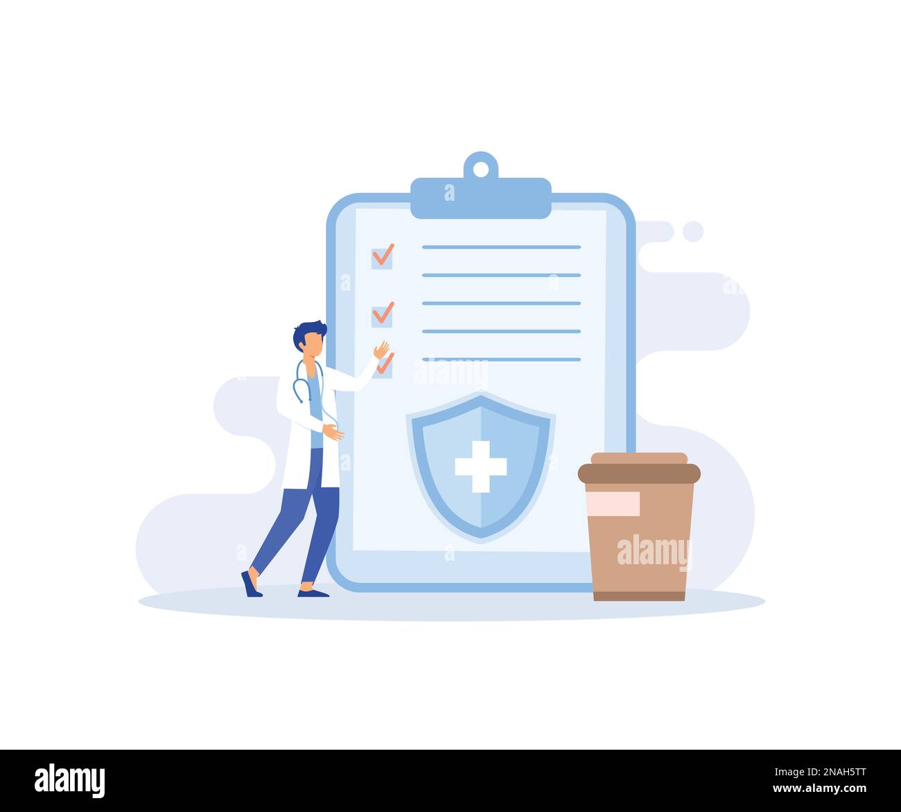 Health insurance illustration. Doctor offering medical insurance policy ...