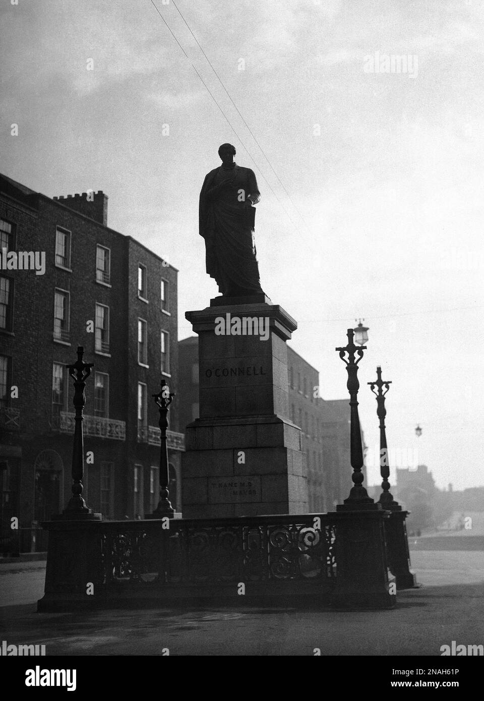 O'Connell statue at the top of O'Connell street, Limerick, Ireland, in ...