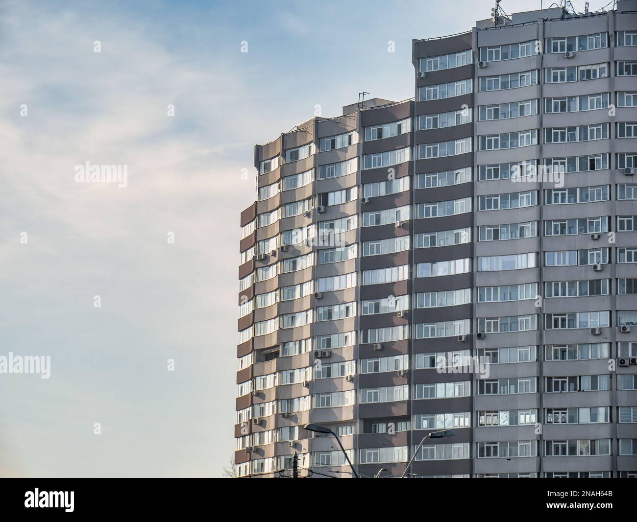 New reconditioned old communist apartment building. Ugly traditional ...