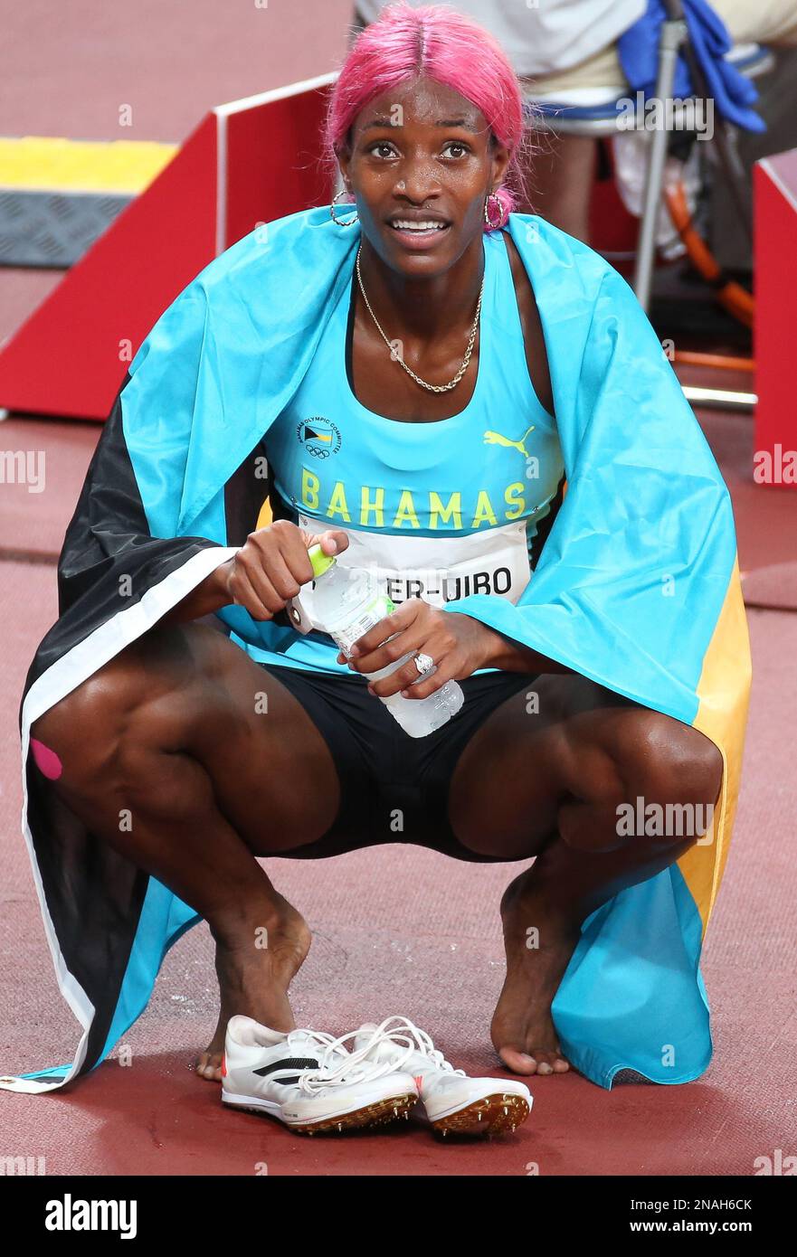 AUG 06, 2021 - Tokyo, Japan: Shaunae Miller-Uibo of Bahamas celebrates ...
