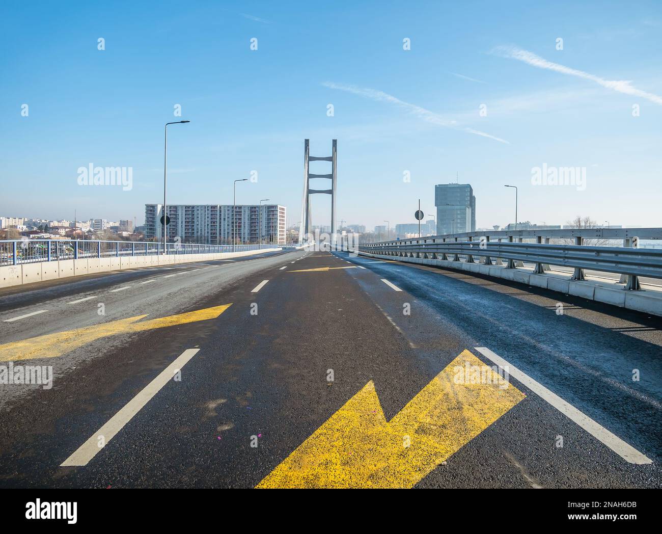 The new build bridge or passage over Dambovita river in Bucharest ...