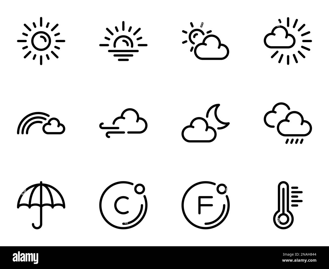 Simple vector icons. Flat illustration on a theme weather conditions ...