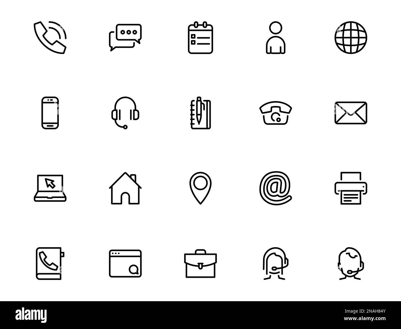 Simple vector icons. Flat illustration on a theme contact details and ...