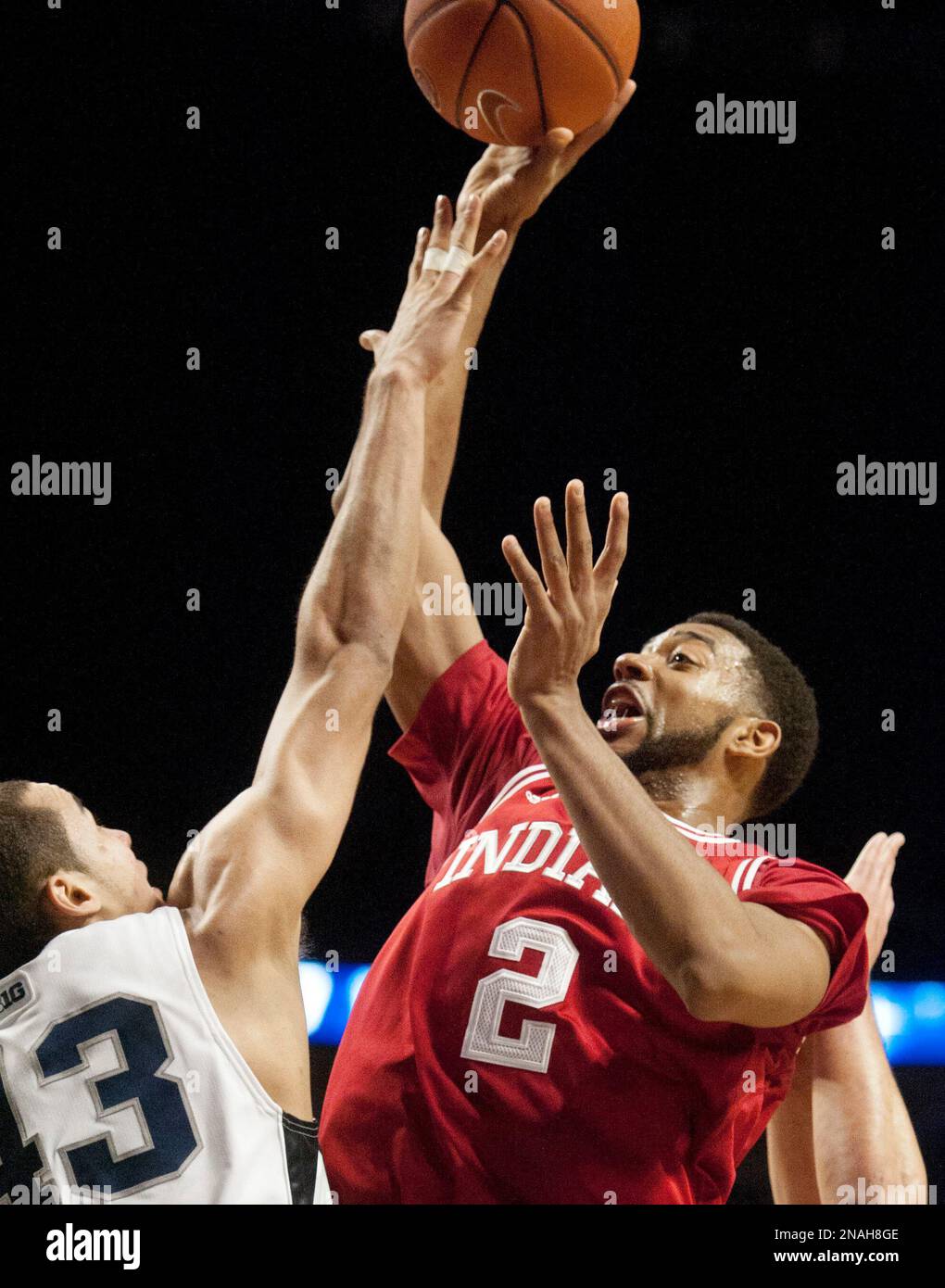 Indiana's Christian Watford (2) takes a shot over Penn State's Ross ...