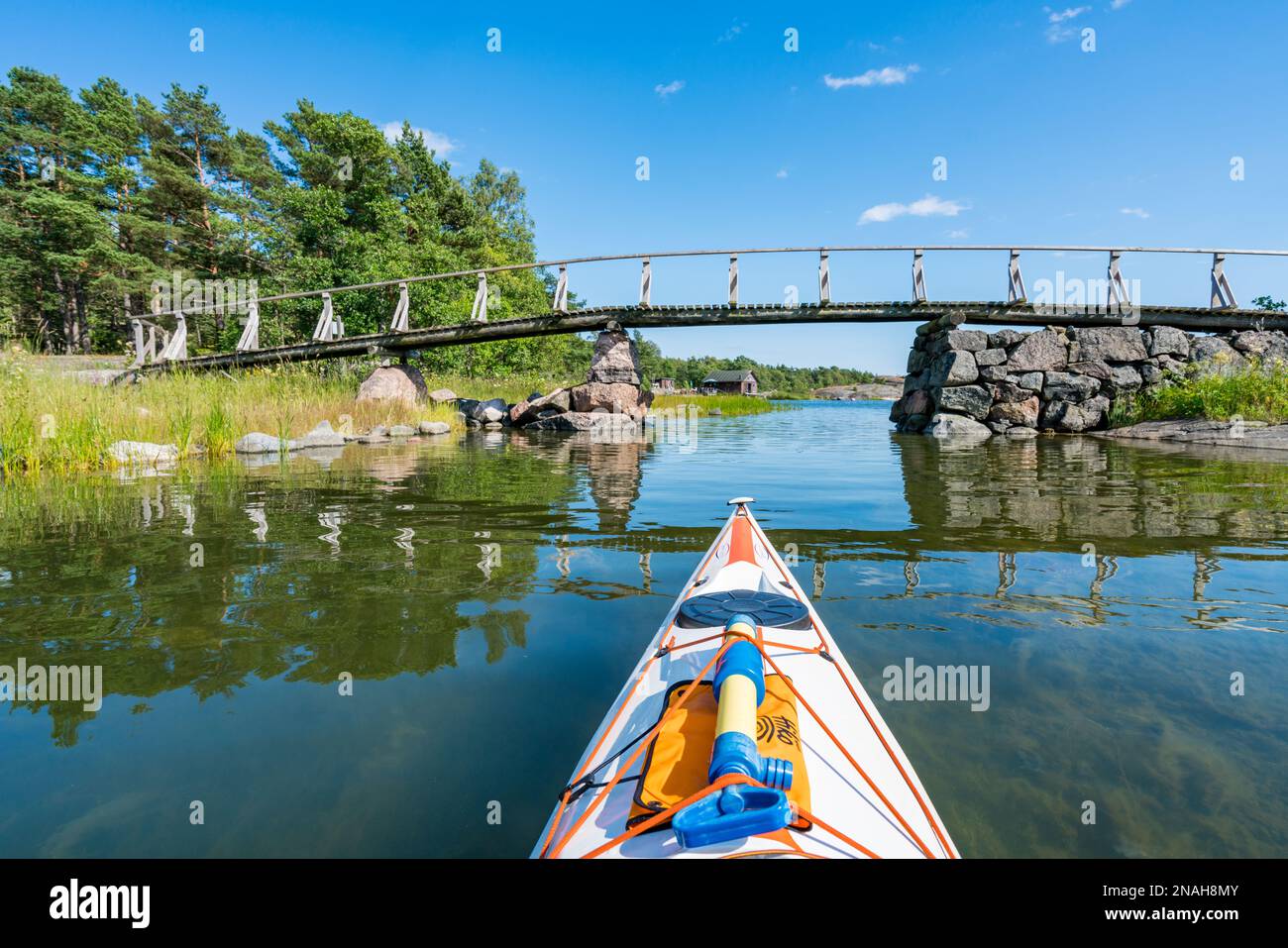 Kayaking at Eestiluoto and Träsklandet islands, Sipoo, Finland Stock ...