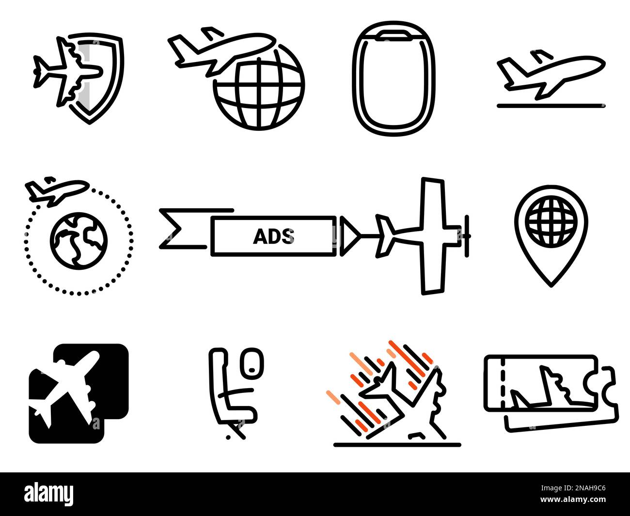 Set of black vector icons, isolated against white background. Flat ...