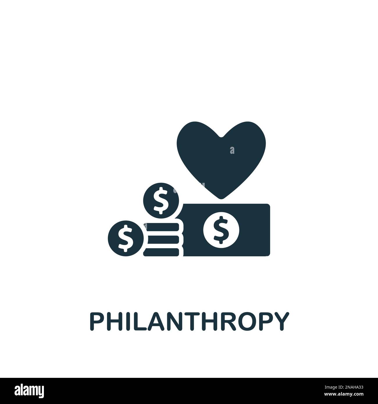 Philanthropy icon. Monochrome simple sign from donation collection. Philanthropy icon for logo ...