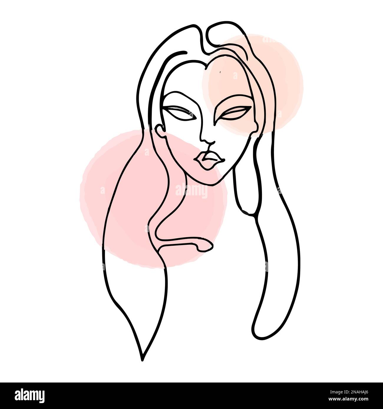 Simple Minimalist Vector Illustration Of Beautiful Woman Face Line