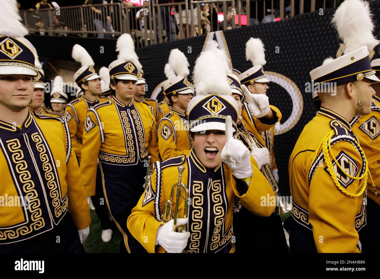 The LSU band performs before an NFL wild card playoff football game ...