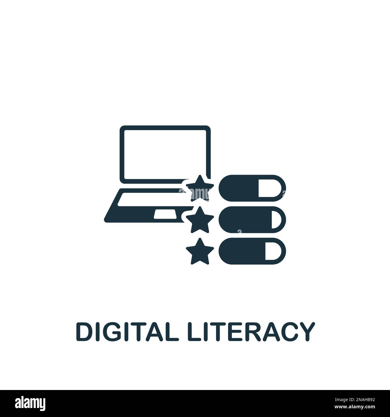 Digital Literacy Icon Monochrome Simple Sign From Digitalization