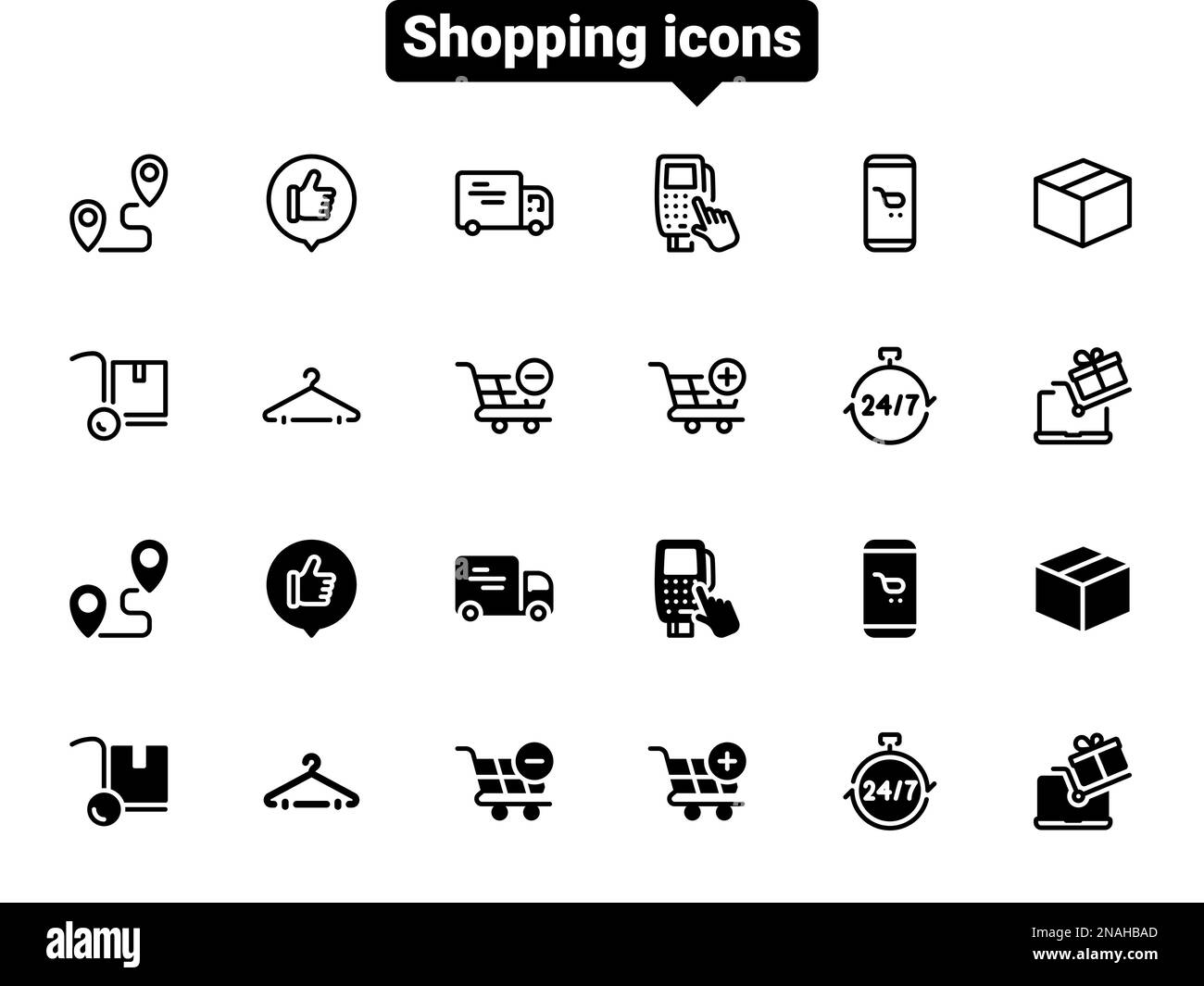 Simple vector icons. Flat illustration on a theme delivery, online and ...
