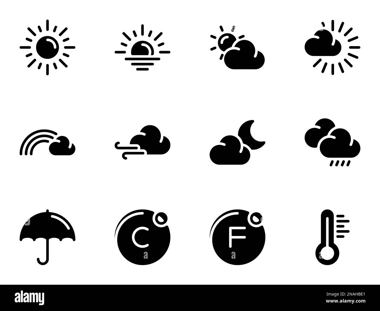 Simple vector icons. Flat illustration on a theme weather conditions ...