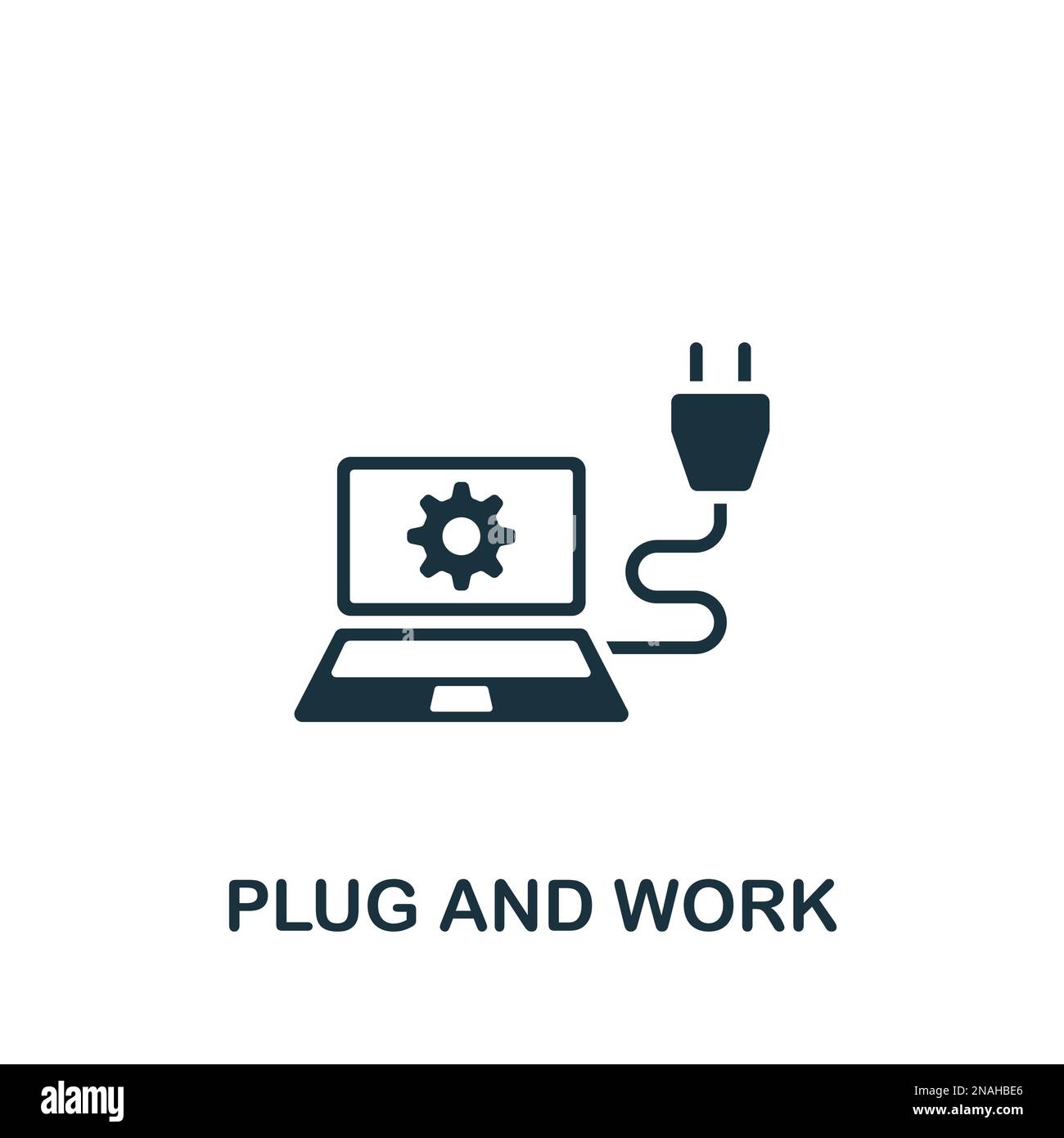 Plug And Work Icon Monochrome Simple Sign From Digitalization Collection Plug And Work Icon