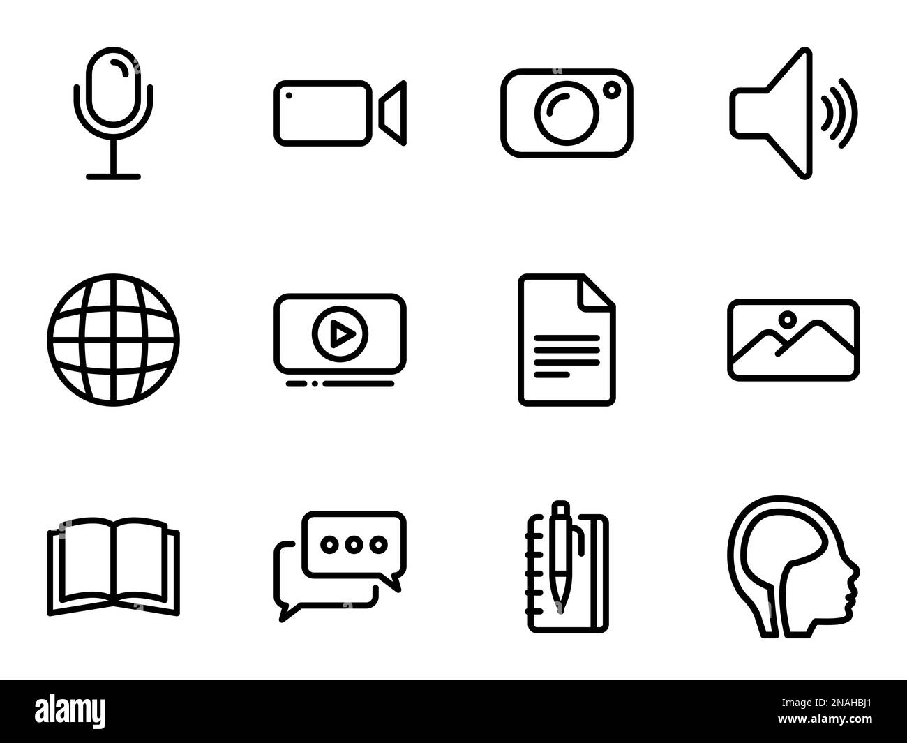 Simple vector icons. Flat illustration on a theme content creation ...